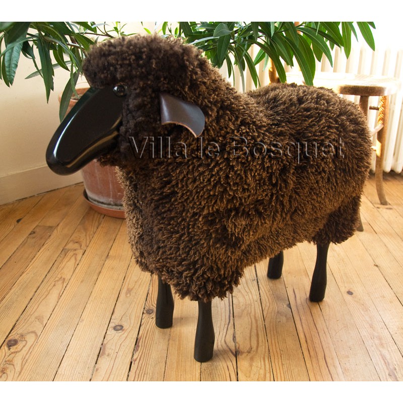 DECO MAISON MOUTON EN BOIS BLACKY - déco-mouton en bois avec véritable ...