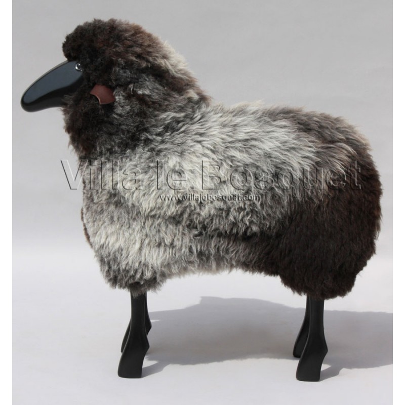 DECO MAISON GRAND MOUTON GRIS - déco-mouton en bois avec véritable ...