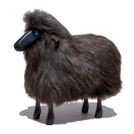 DECO MAISON MOUTON GRIS-BRUN - déco-mouton en bois avec véritable ...